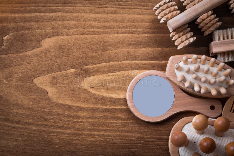 Composition of Bathing Items on Brown Pine Vintage Stock Photo - Image ...