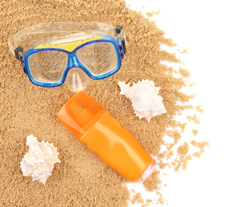 Composition With Beach Objects On White Background Stock Photo - Image ...
