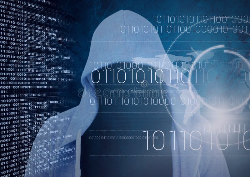 Composition Of Binary Coding And Data Processing Over Hacker In Balaclava Stock Image Image Of 2151