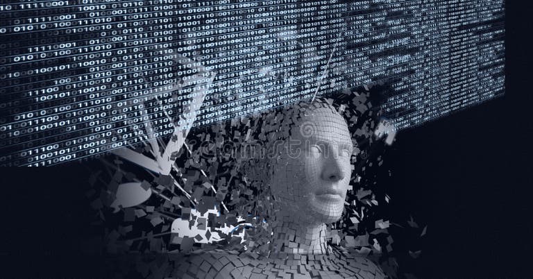Composition of Binary Coding and Exploding Human Bust Stock Image - Image of data, people: 219562103