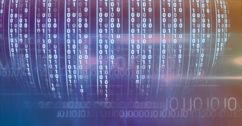 Composition Of Binary Coding Processing On Blue To Green Background