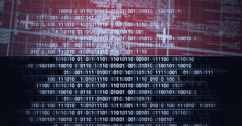 Composition Of Binary Coding Processing Over Red Grid Stock 1298
