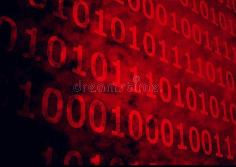 Composition of Binary Coding Processing in Red Glowing Letters Stock ...