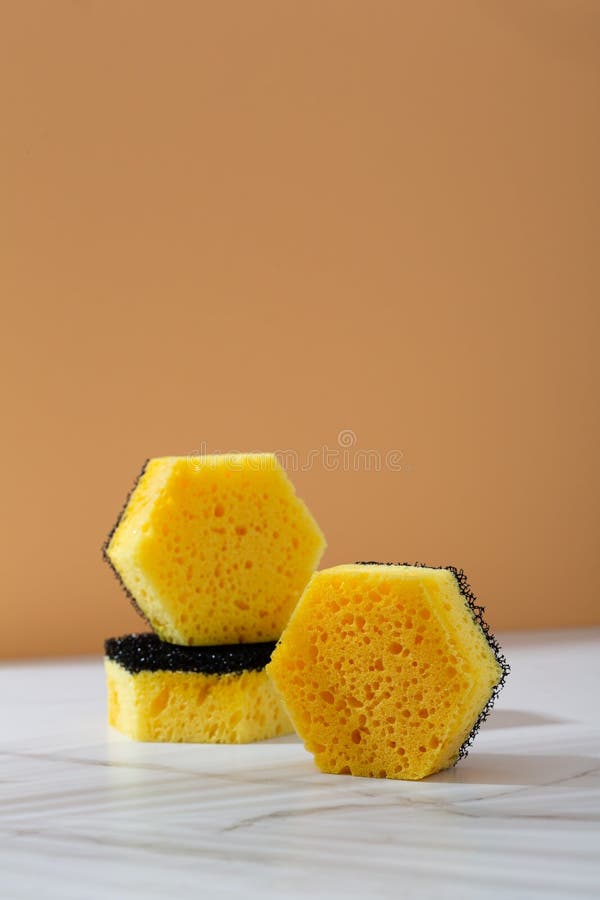 A Composition of Black and Yellow Sponges Household Cleaning Concept ...