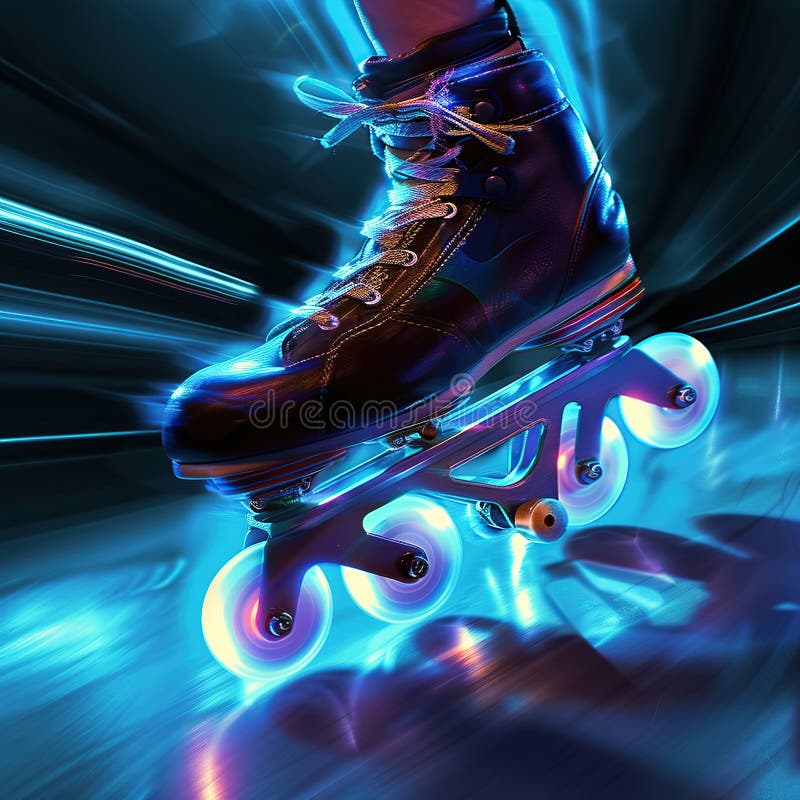 Composition Blue Roller Skate Background. Stock Illustration ...