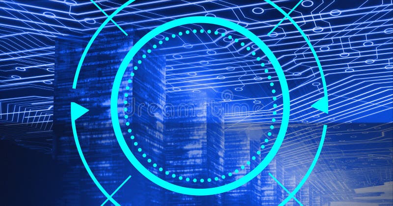 Composition of Blue Scope Scanning Over Computer Circuit Board on Blue ...
