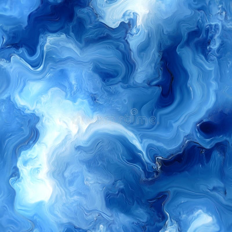 Composition in Blue Tones Depicting Flowing, Multi-layered Undulating ...