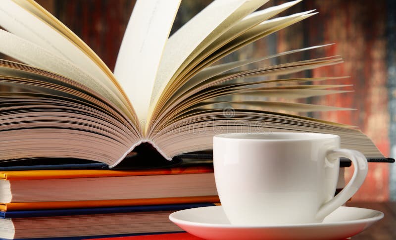 Composition with Books and Cup of Coffee Stock Image - Image of drink ...