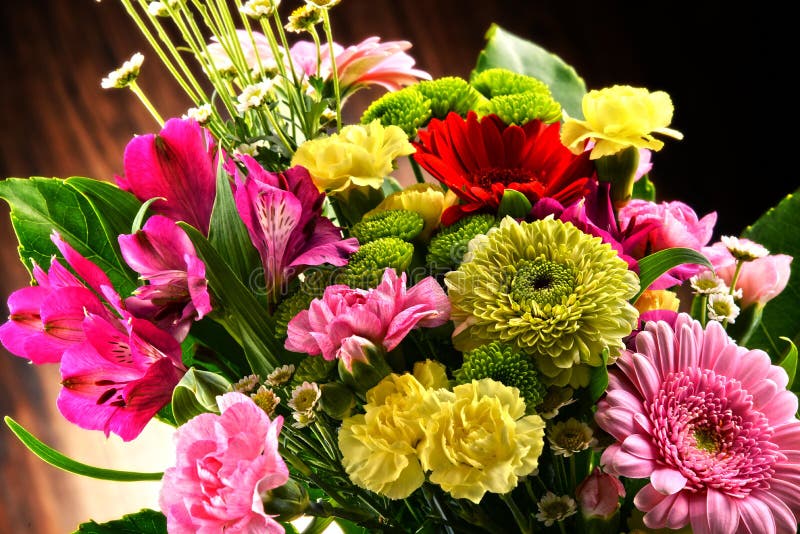 Composition with Bouquet of Flowers Stock Image - Image of rose, daisy ...