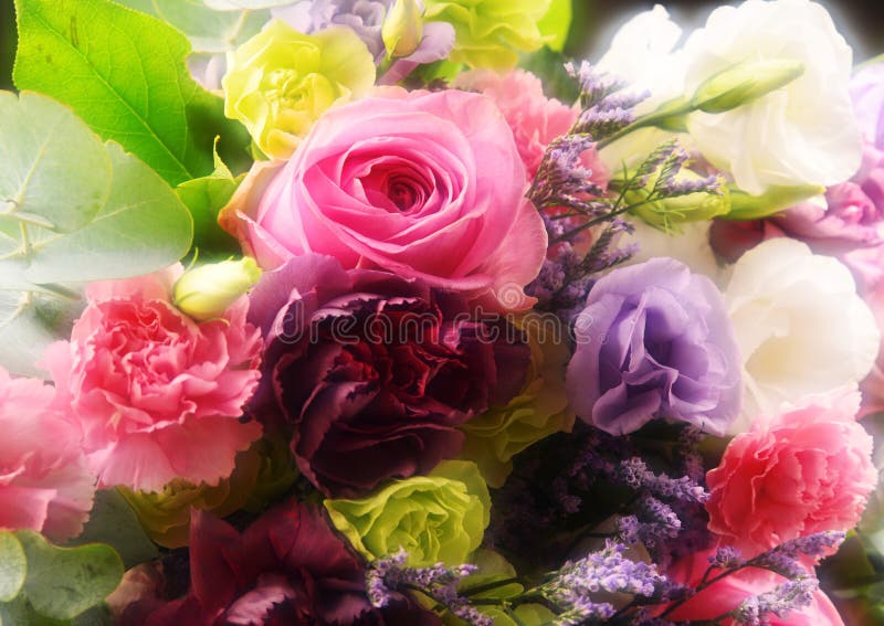 Composition with Bouquet of Flowers Stock Image - Image of flora, rose ...