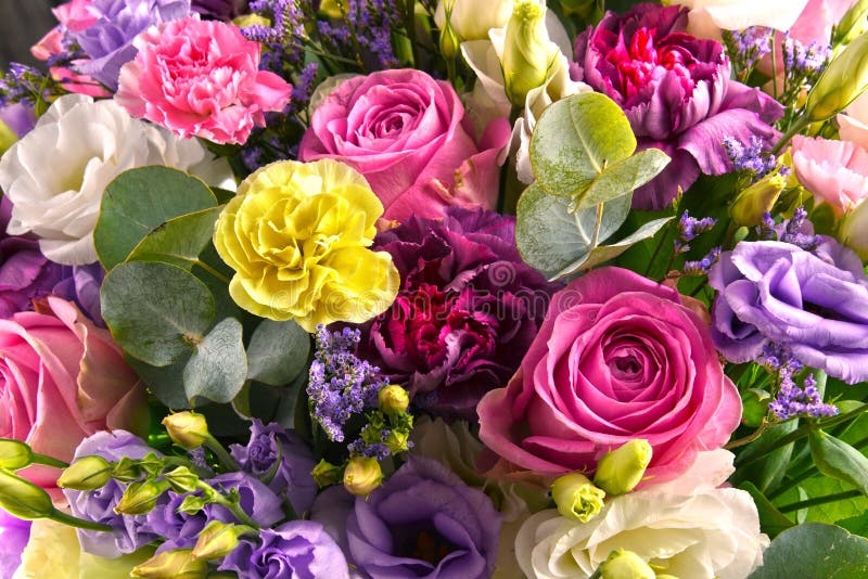 Composition with Bouquet of Flowers Stock Photo - Image of botany, rose ...