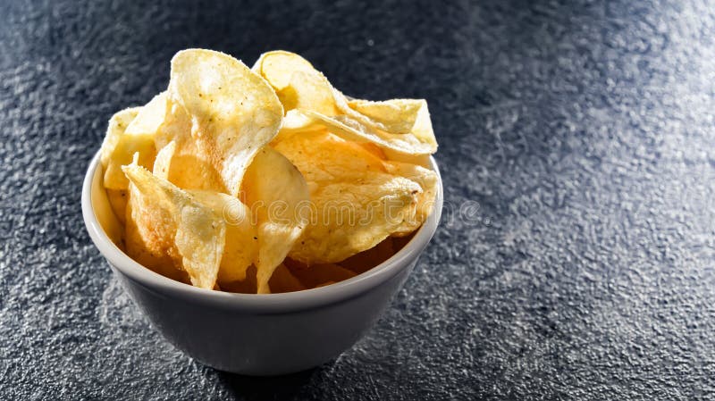 Composition with a Bowl of Potato Chips Stock Image - Image of ...