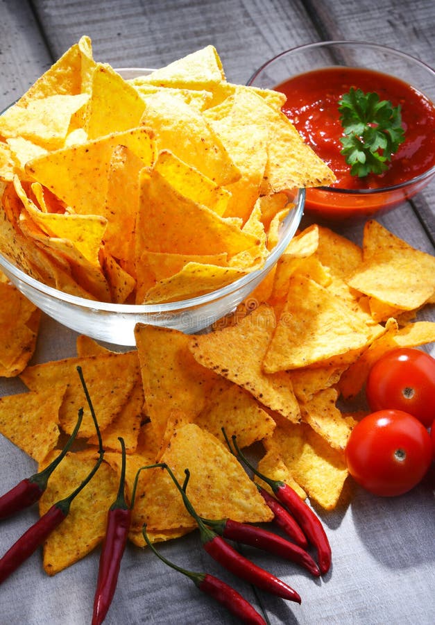 Composition with Bowl of Potato Chips Stock Photo - Image of eating ...