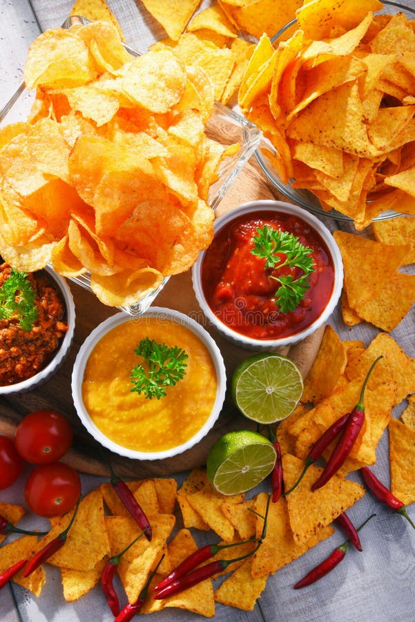 Composition with Bowl of Potato Chips Stock Image - Image of snack ...