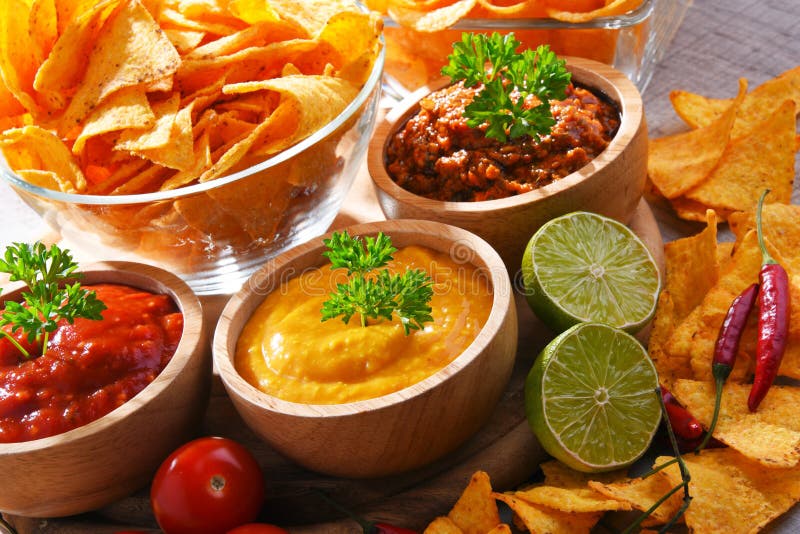 Composition with Bowl of Potato Chips Stock Photo - Image of party ...