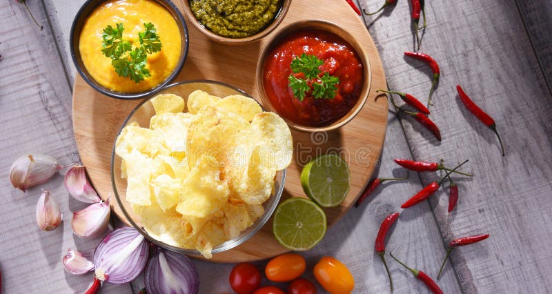 Composition with Bowl of Potato Chips Stock Image - Image of chips ...