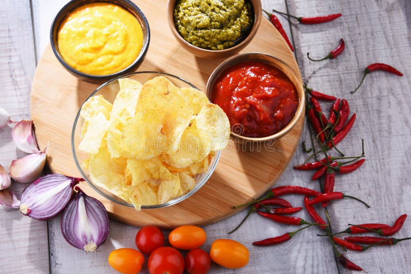 Composition with Bowl of Potato Chips Stock Image - Image of picante ...