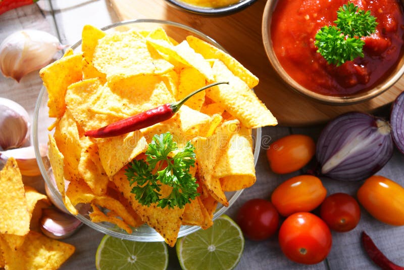 Composition with Bowl of Potato Chips Stock Image - Image of shopping ...