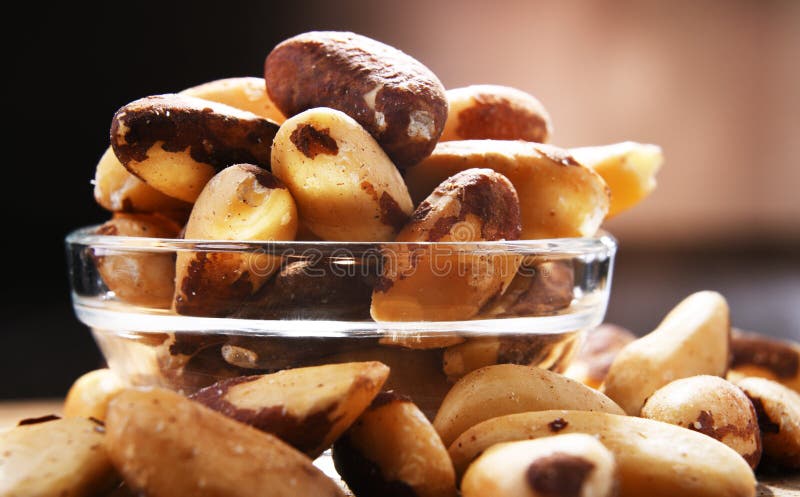 Composition with a Bowl of Shelled Brazil Nuts. Delicacies Stock Photo ...