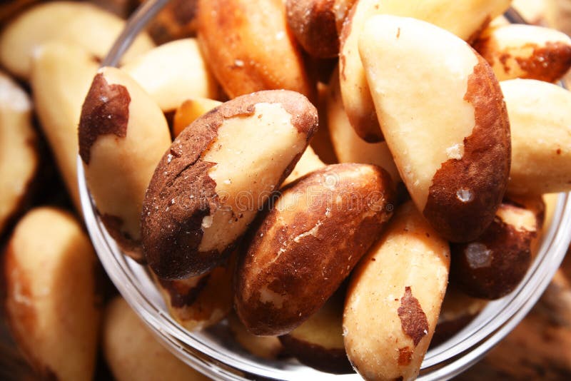 Composition with a Bowl of Shelled Brazil Nuts. Delicacies Stock Photo ...