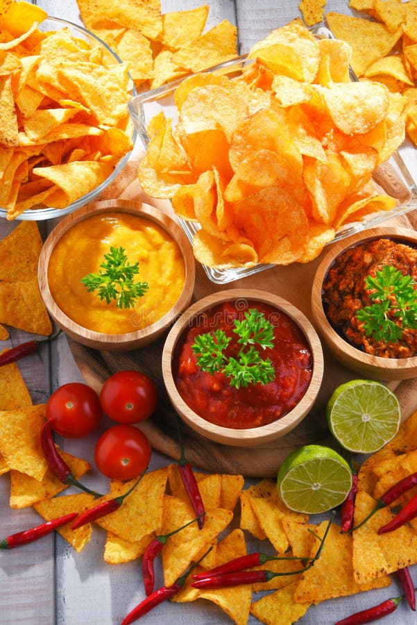Composition with Bowl of Tortilla Chips Stock Image - Image of dressing ...