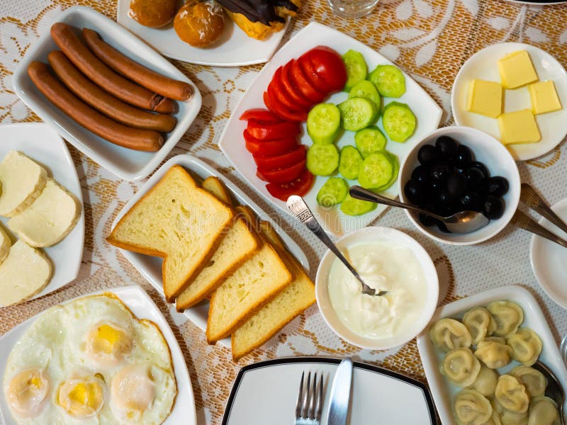 Composition with Breakfast on Table. Georgian Breakfast Stock Image ...