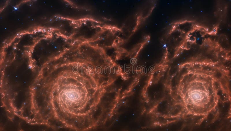 A Composition of a Brilliantly Colorful Image of Two Spirals in Space ...