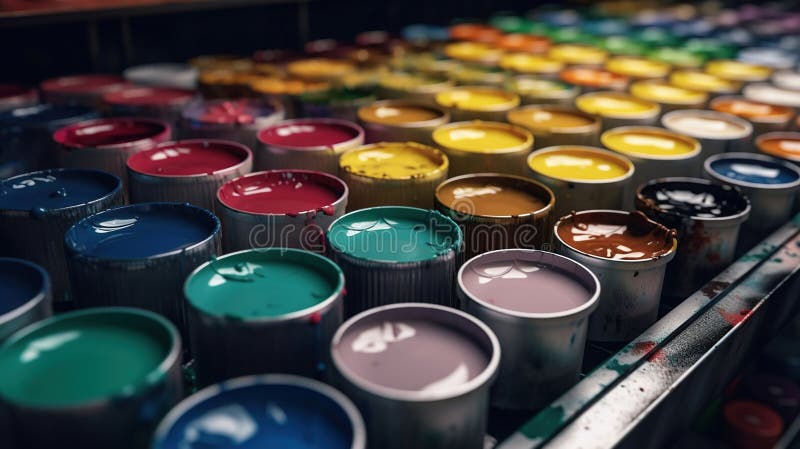 Composition with Brushes, Color Chart and Paint Containers. Generative ...