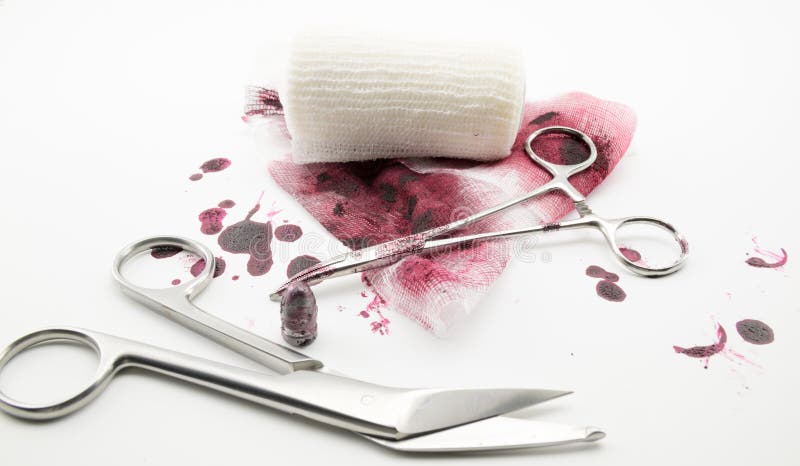Composition with Bullet, Blood and Bandage Stock Image - Image of ...