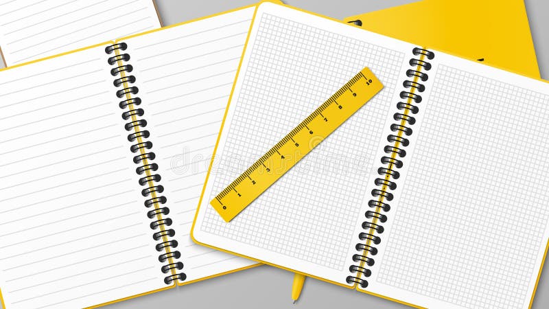 Composition with a Bunch of Notebooks and a Stack Notepad on the Table ...