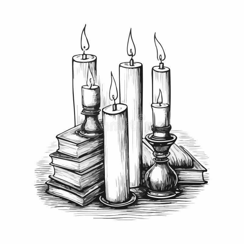 Stack Books Candle Stock Illustrations – 240 Stack Books Candle Stock ...