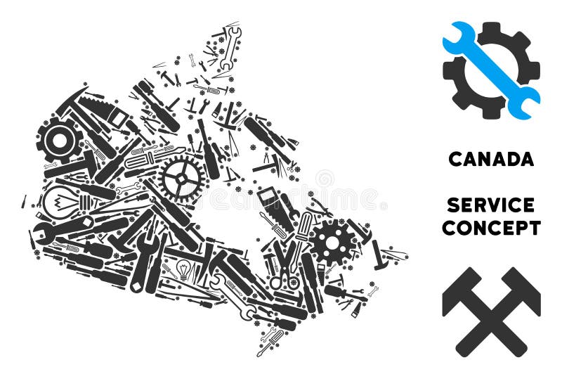 Composition Canada Map of Service Tools Stock Vector - Illustration of ...