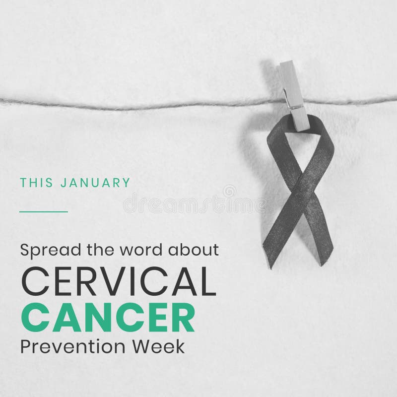 Composition of Cervical Cancer Awareness Week Text Over Ribbon Stock ...