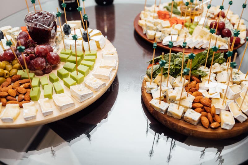 Tasting Cheese Dish . Delicious Cheese on the Table. Table Setting at a ...