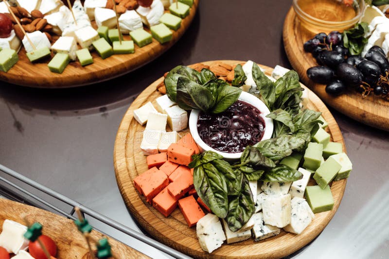 Tasting Cheese Dish . Delicious Cheese on the Table. Table Setting at a ...