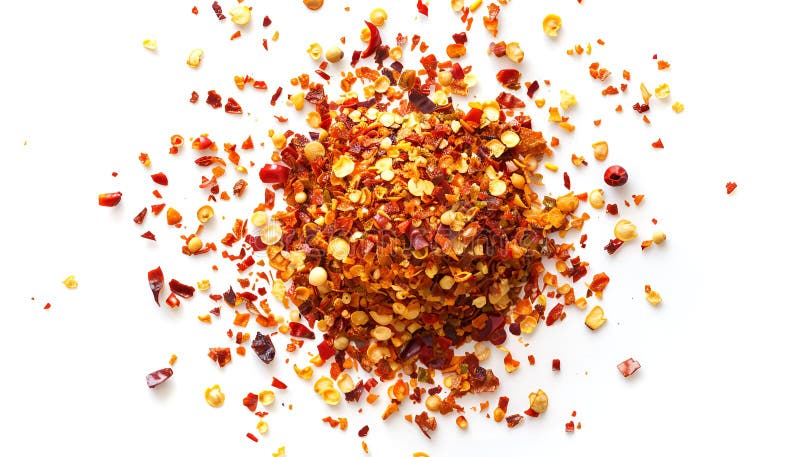 Composition with Chili Pepper Flakes on White Background, Top View ...