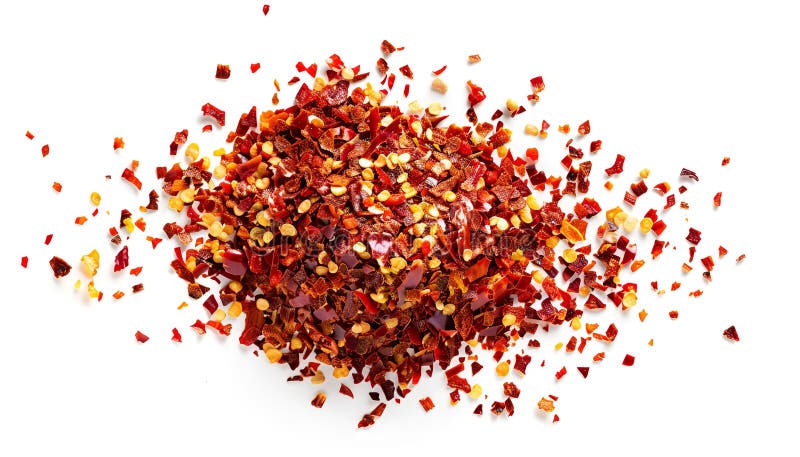 Composition with Chili Pepper Flakes on White Background, Top View ...