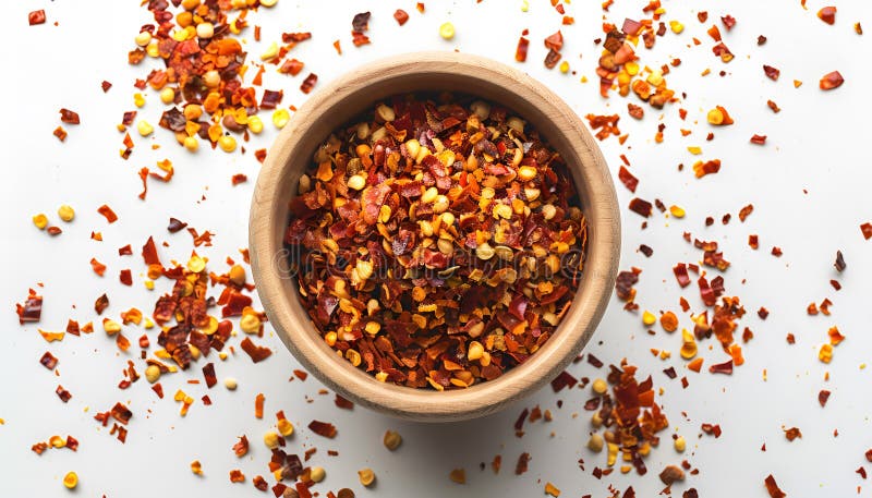 Composition with Chili Pepper Flakes on White Background, Top View ...