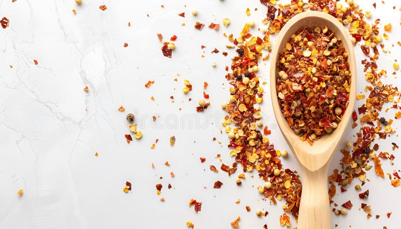 Composition with Chili Pepper Flakes on White Background, Top View ...
