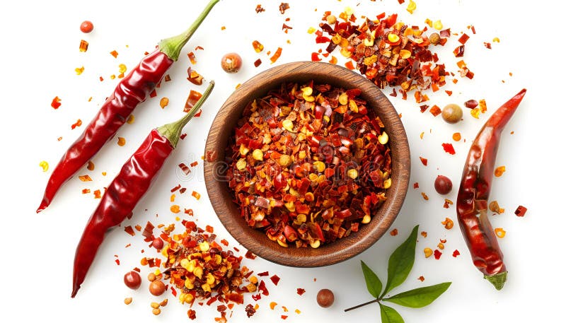 Composition with Chili Pepper Flakes on White Background, Top View ...