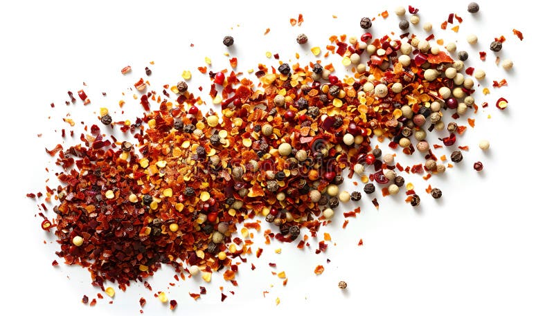 Composition with Chili Pepper Flakes on White Background, Top View ...