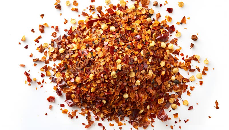 Composition with Chili Pepper Flakes on White Background, Top View ...