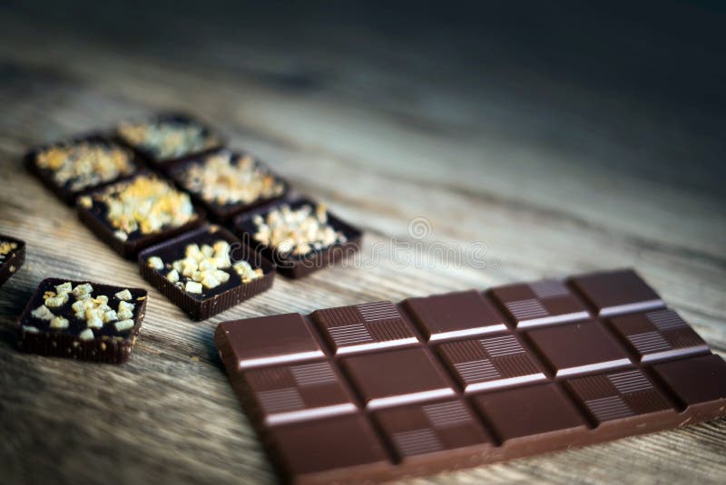 Composition of Chocolate Made at Home Stock Photo - Image of wooden ...