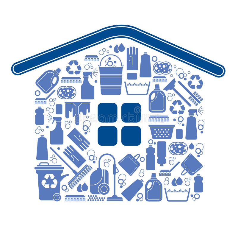 Composition with Cleaning Symbols Stock Vector - Illustration of ...