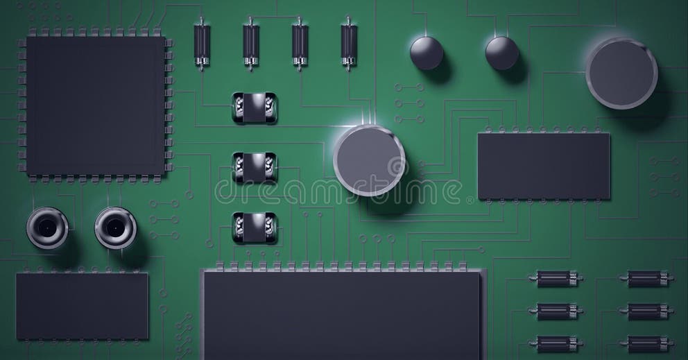 Composition of Close Up of Computer Processor and Circuit Board Stock Illustration ...