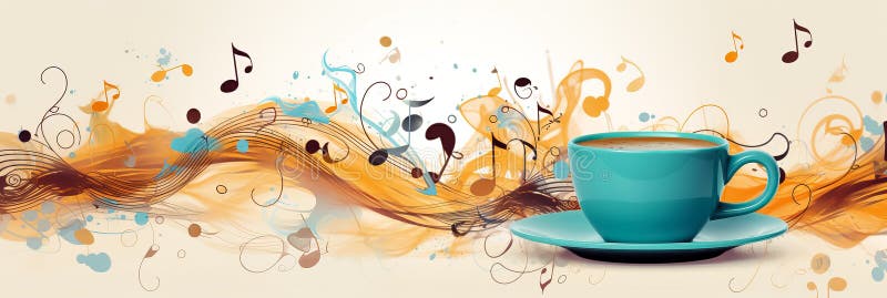 Composition of Coffee Cup on the Notes Banner Stock Illustration ...