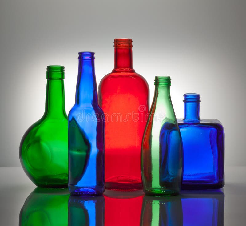 Composition From Color Glass Bottles Stock Photo - Image of bottle ...