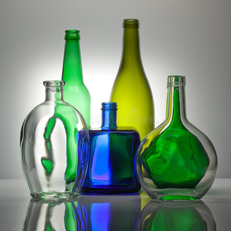 Composition From Color Glass Bottles Stock Photo - Image of assortment ...