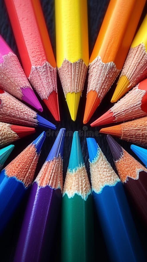 Composition of Color Pencils Harmony in Hues, Textured Backdrop Stock ...