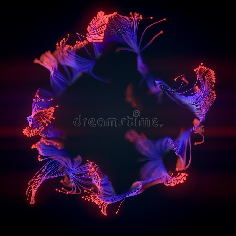 Composition with Colorful Organic Growing Lines in Blue and Pink and ...